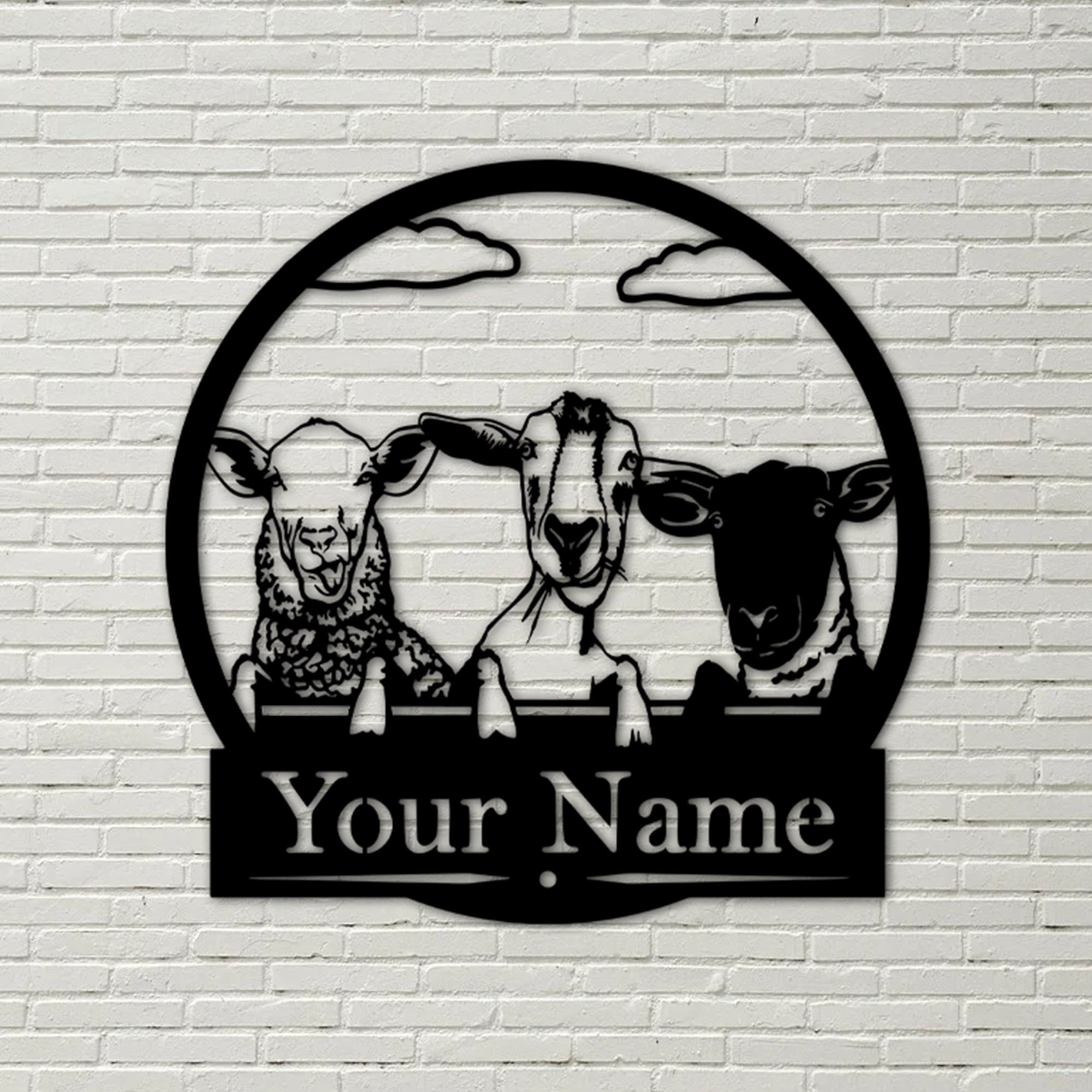 Goat Sheep Custom on a Fence Metal Goats Sign Farm Decor - Etsy
