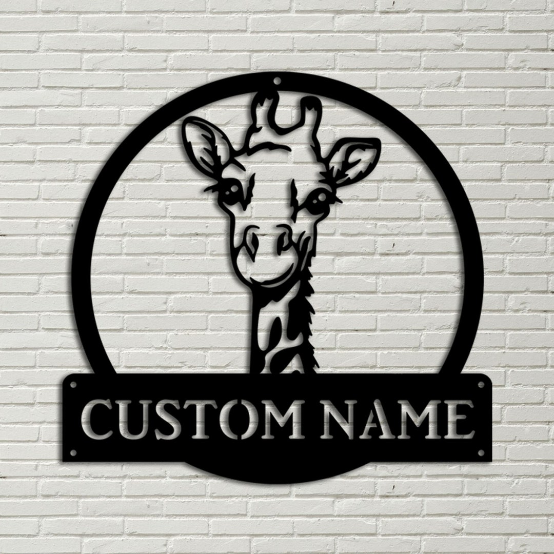 Personalized Giraffe Monogram Metal Sign, Custom Giraffe Metal Sign ...