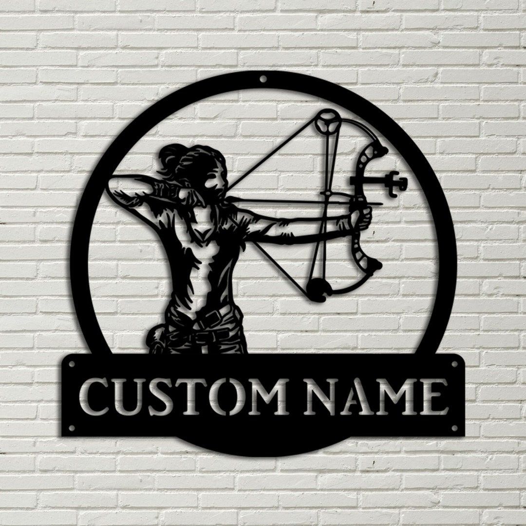 Personalized Archery Sport Monogram Metal Sign Art Custom Archery Sport ...