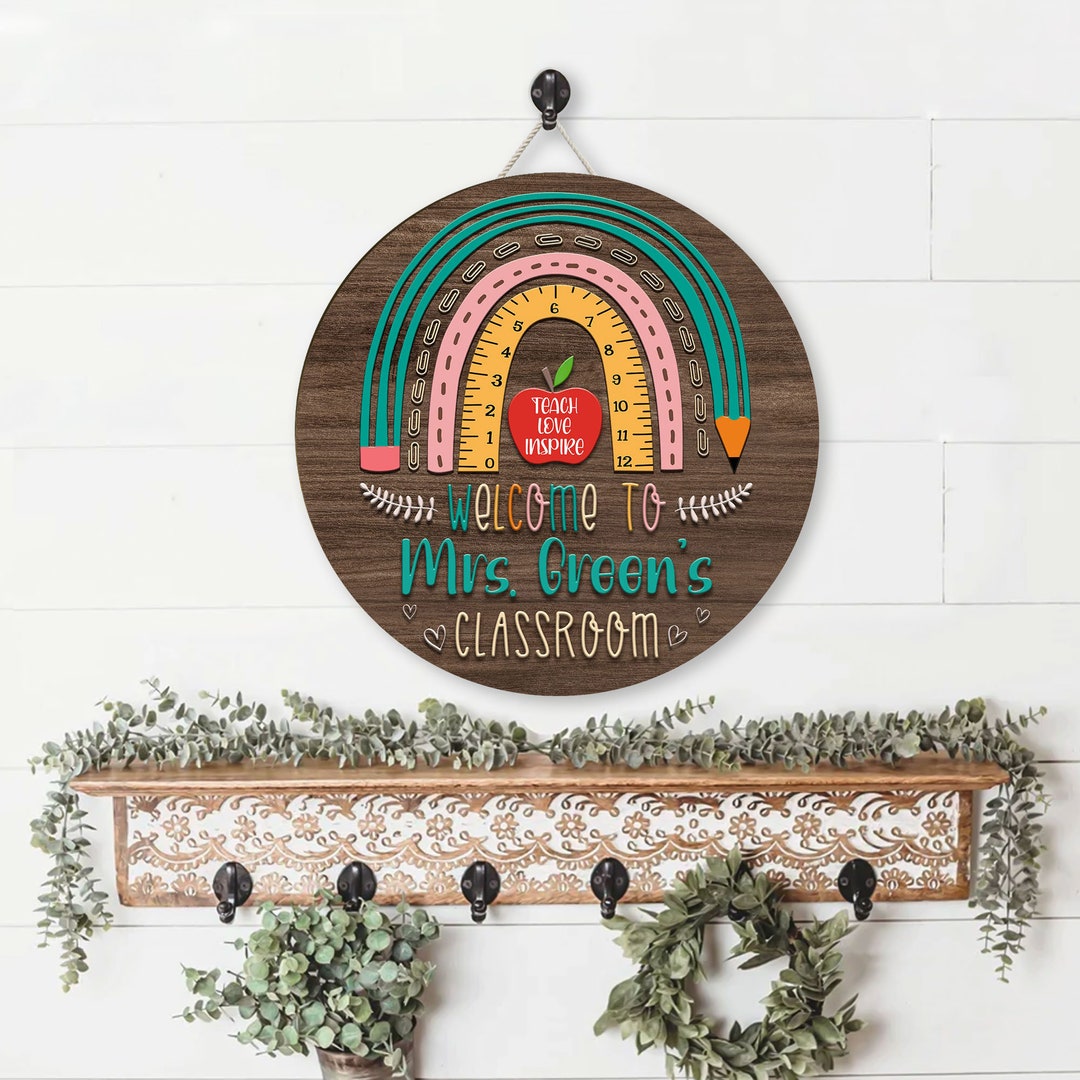 Custom Teacher Door Sign, Classroom Door Decor, Teacher Name Sign ...