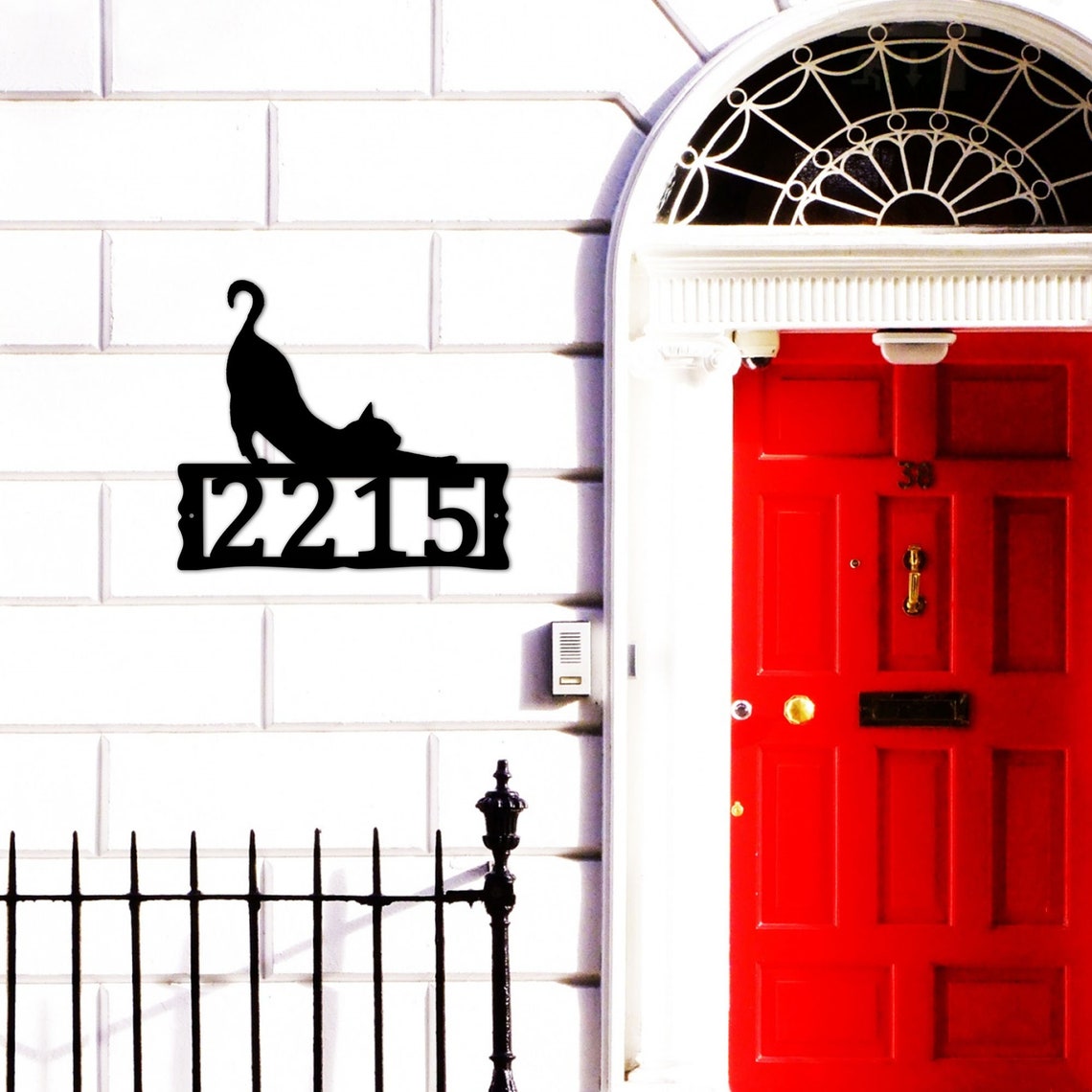 Cat Metal Address Plaque for House Address Number Metal - Etsy