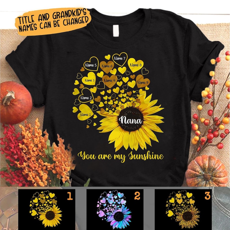 Personalized Mom Grandma Sunflower T-shirt, You Are My Sunshine Grandma ...