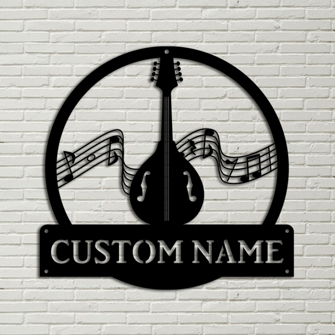 Personalized Mandolin Monogram Metal Sign Art Custom Mandolin Metal ...