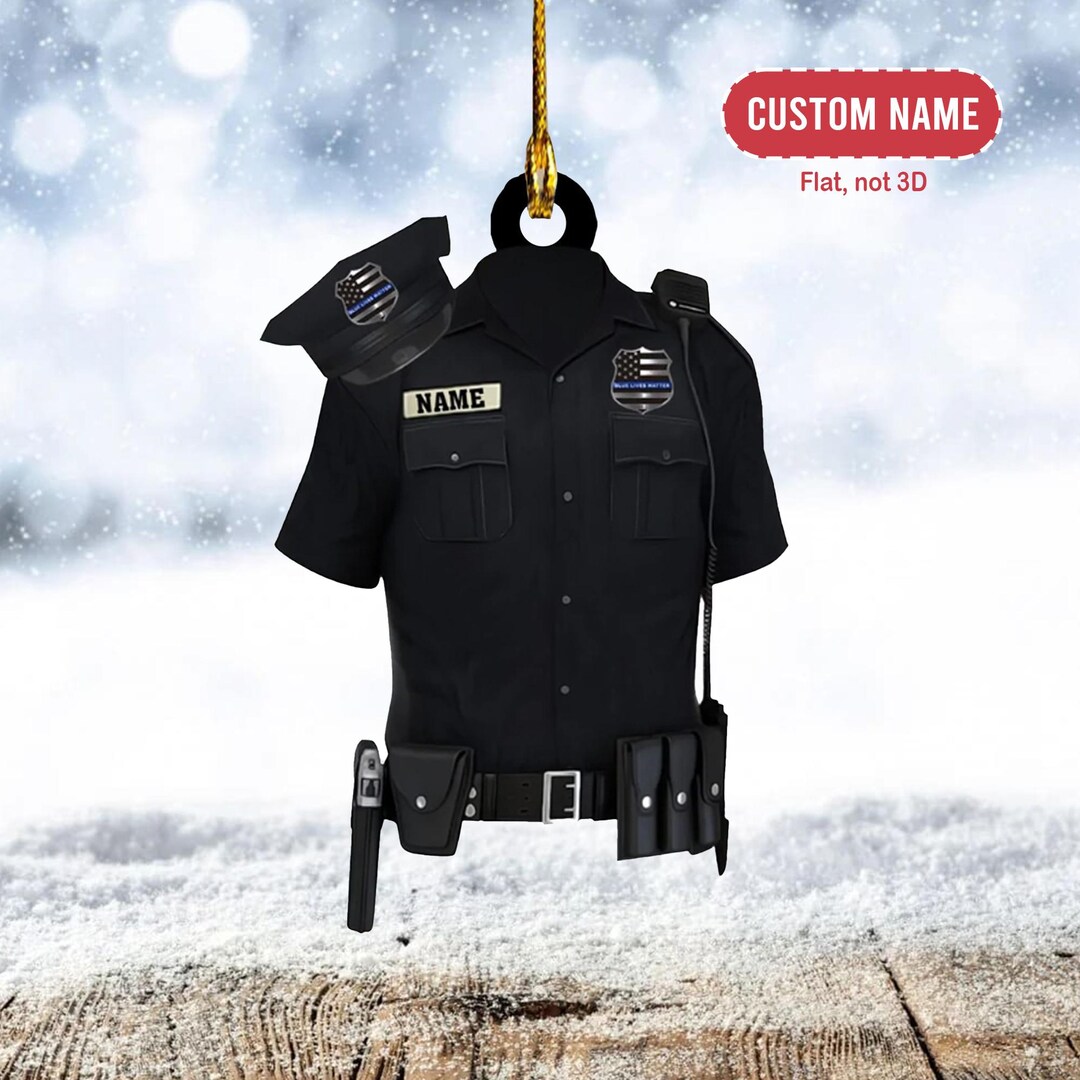 Personalized Police Uniform With Hat Gun Shaped Flat Ornament, Police ...