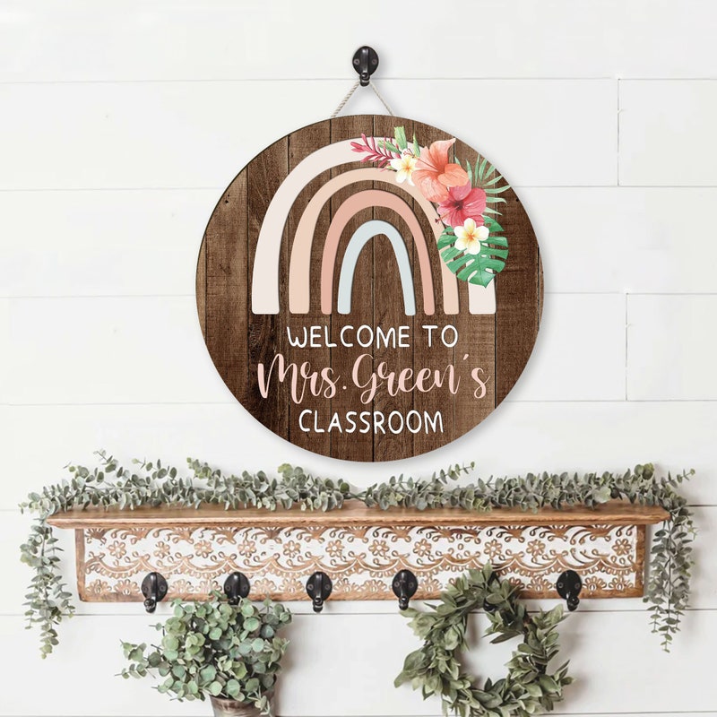 Rainbow Teacher Sign - Etsy