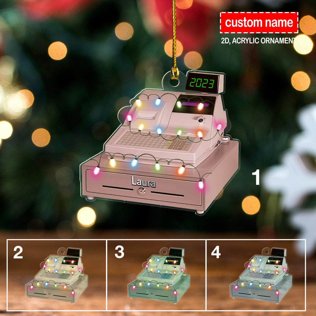 Cash Register Flat Ornament, Cashier Christmas Ornament, Cashier Custom ...