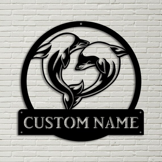 Personalized Couple Dolphin Metal Sign Art Custom Dolphin - Etsy