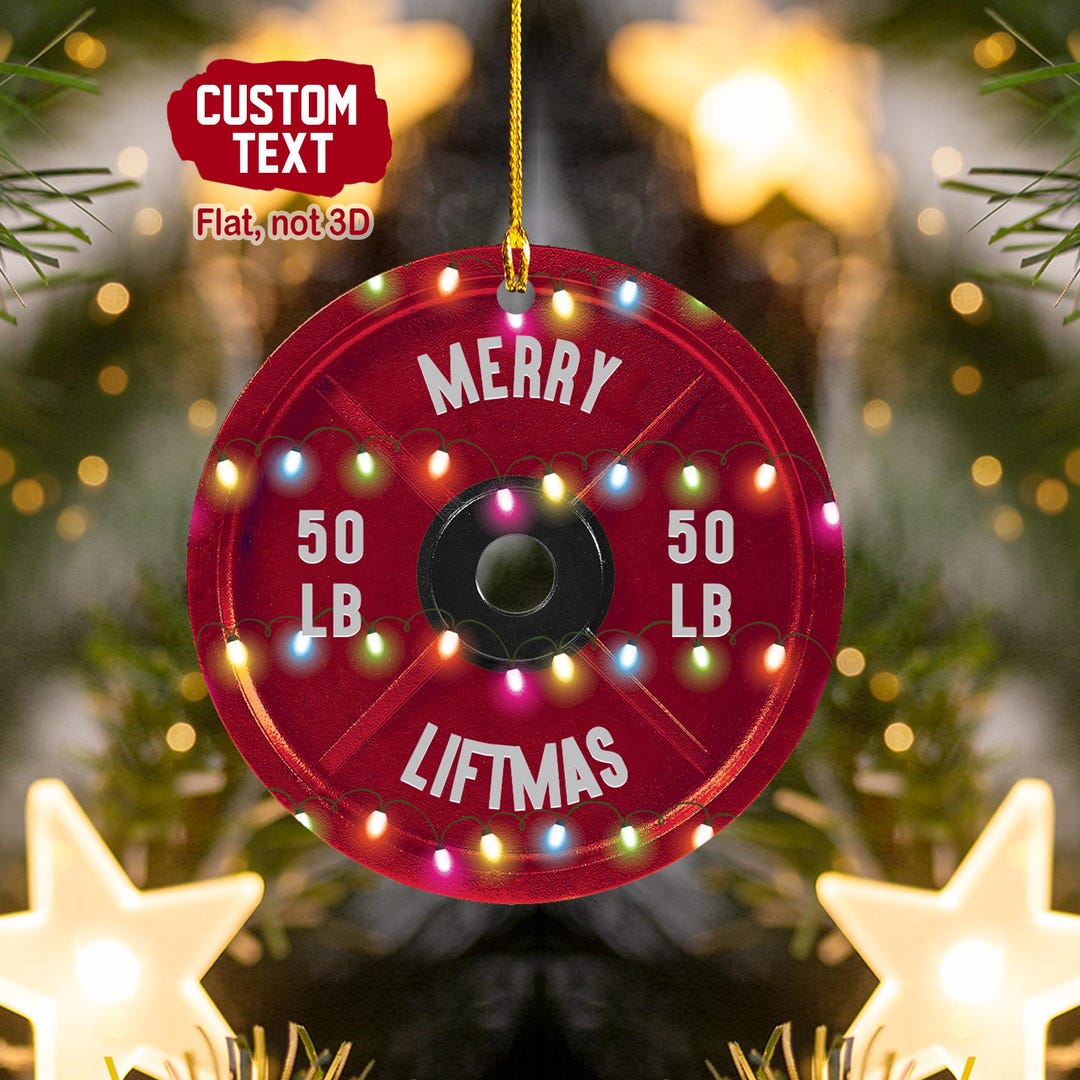 Personalized Gym Ornament, Merry Liftmas Weight Ornament, Weightlifting ...
