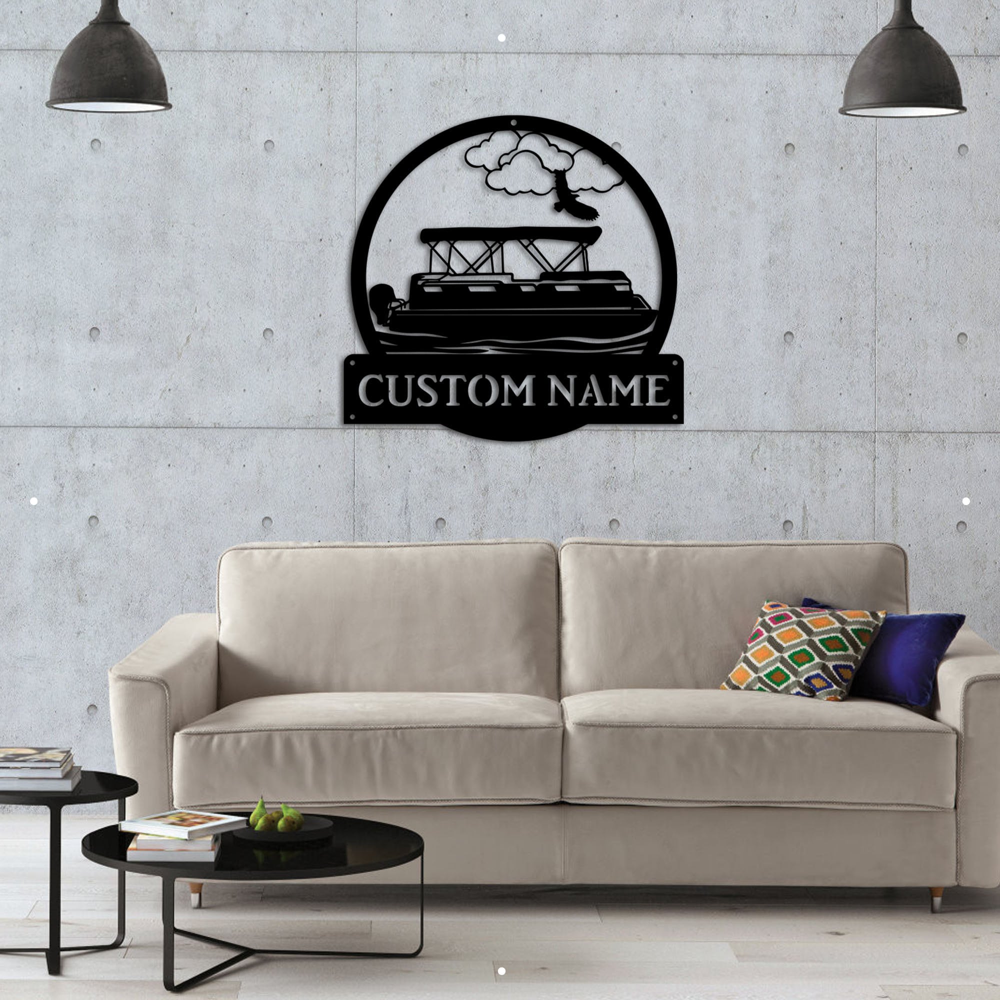 Personalized Pontoon Boat Metal Sign Art, Custom Pontoon Boat Monogram ...