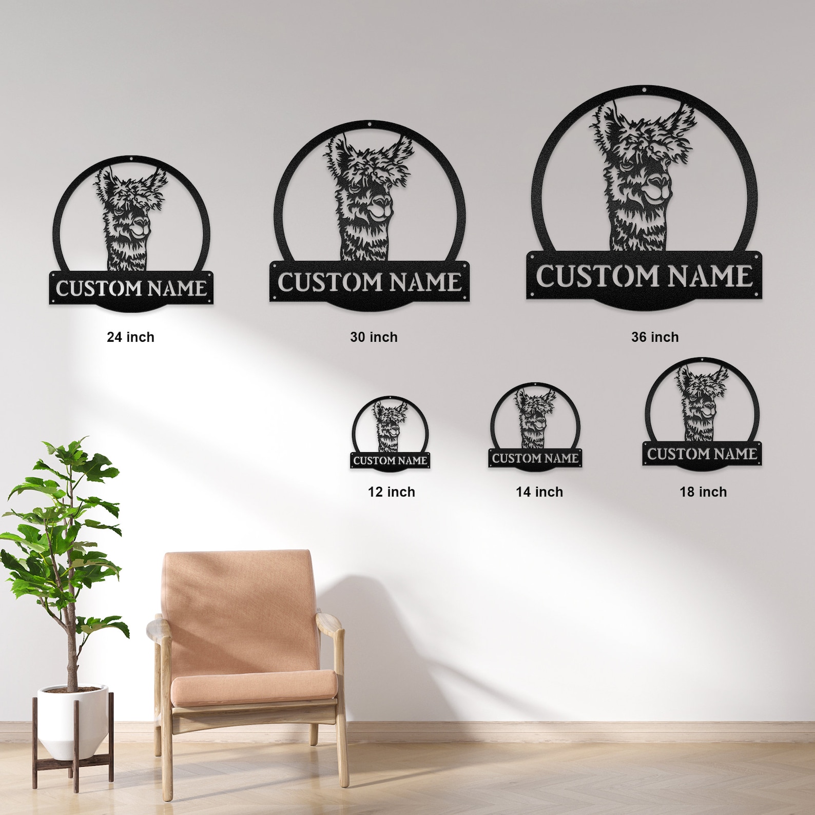 Personalized Llama Animal Monogram Metal Sign Art, Custom Llama Metal ...