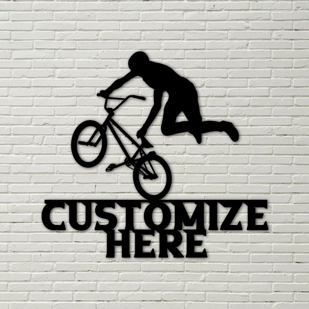 Customizable BMX Biker Sign, Custom Metal Bike Sign, Personalized BMX ...