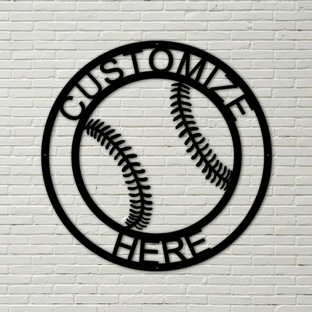 Customizable Metal Baseball Sign, Baseball Decoration, Custom Baseball ...