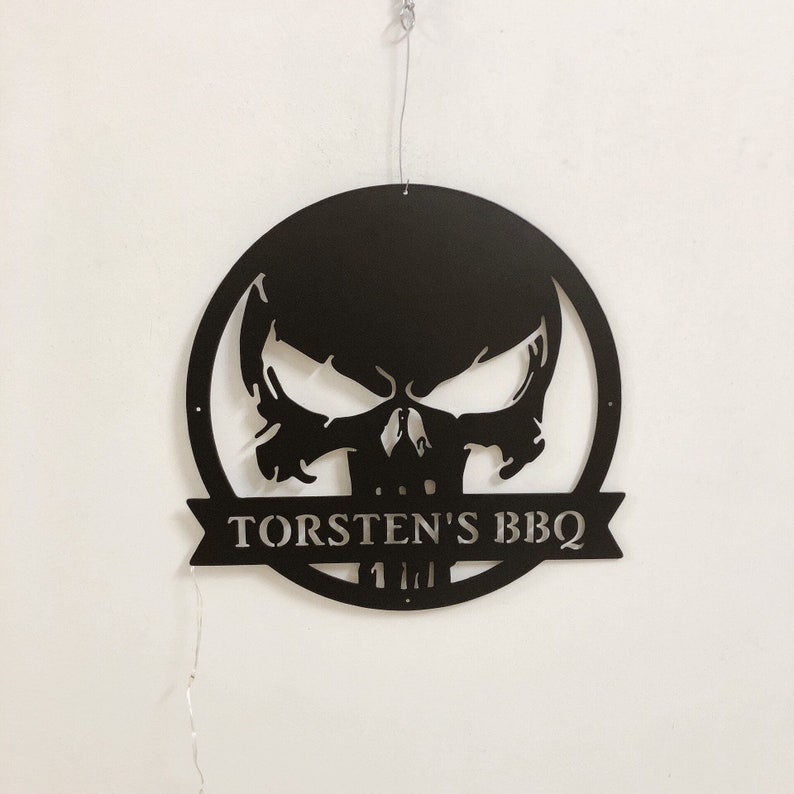 Personalize Skull Led Metal Sign, Custom Skull Metal Sign, Skull Sign ...