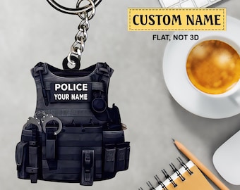 Personalized Police Bulletproof Vest Keychain Gift for Police, Police ...