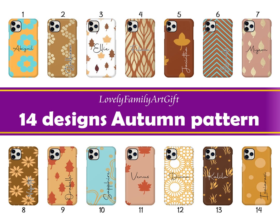 Personalised Autumn Pattern Follwing Name Phone Case, iPhone 13, iPhone ...