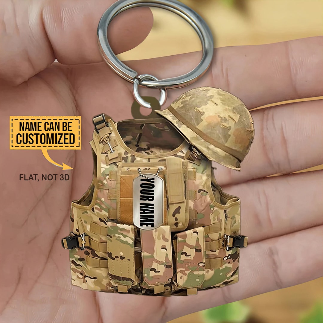 Tactical Vest Personalized Keychain, Military Keychain, Veteran Gift ...