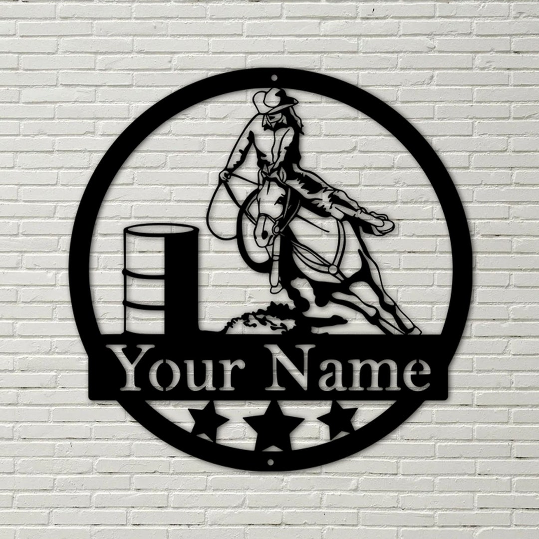 Barrel Racing Galloping Horse With Rider Handmade Metal Wall Art ...