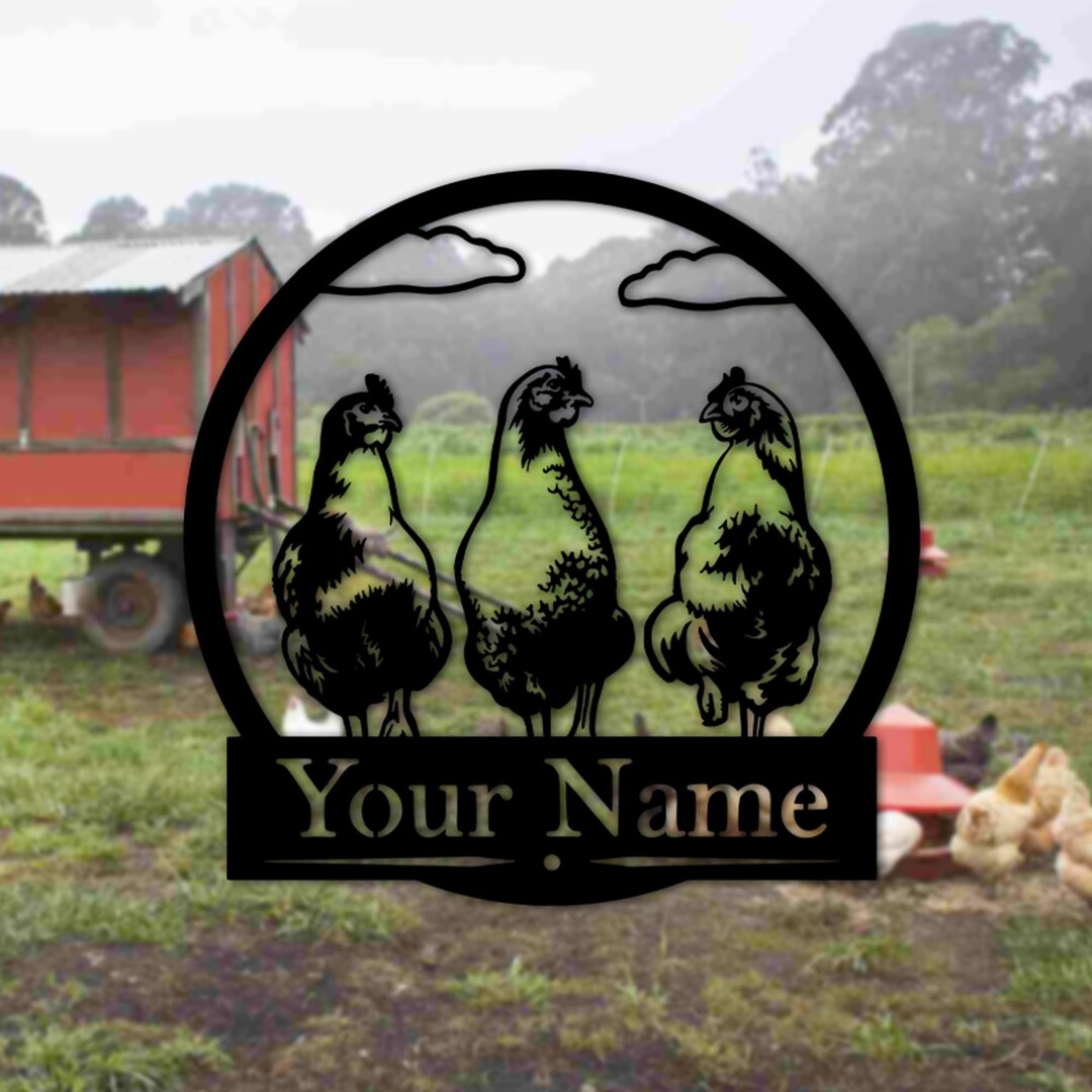 Chicken Hens Farm Metal Sign - Custom Monogram Farm Sign, Farm Decor ...