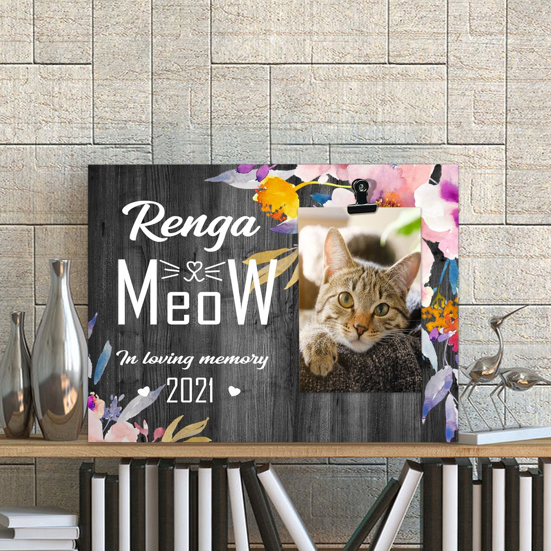 Pet Memorial Frame Cat, Cat Memorial Picture Frame, Cat Remembrance ...