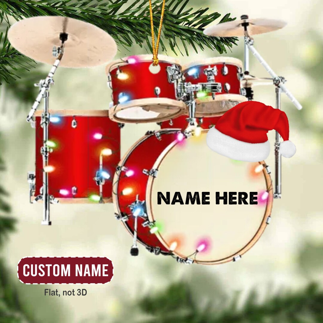Drum Set Personalized Christmas Ornament, Drum With Christmas Light ...