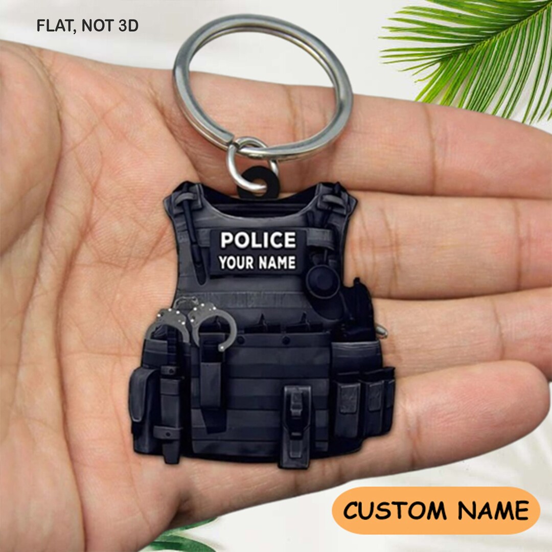 Personalized Police Armor Acrylic Keychain, Police Keychain, Gift for ...