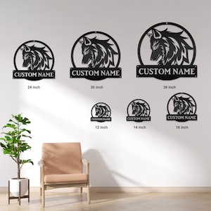 Personalized Wolf Monogram Metal Sign Art, Custom Wolf Monogram Metal ...