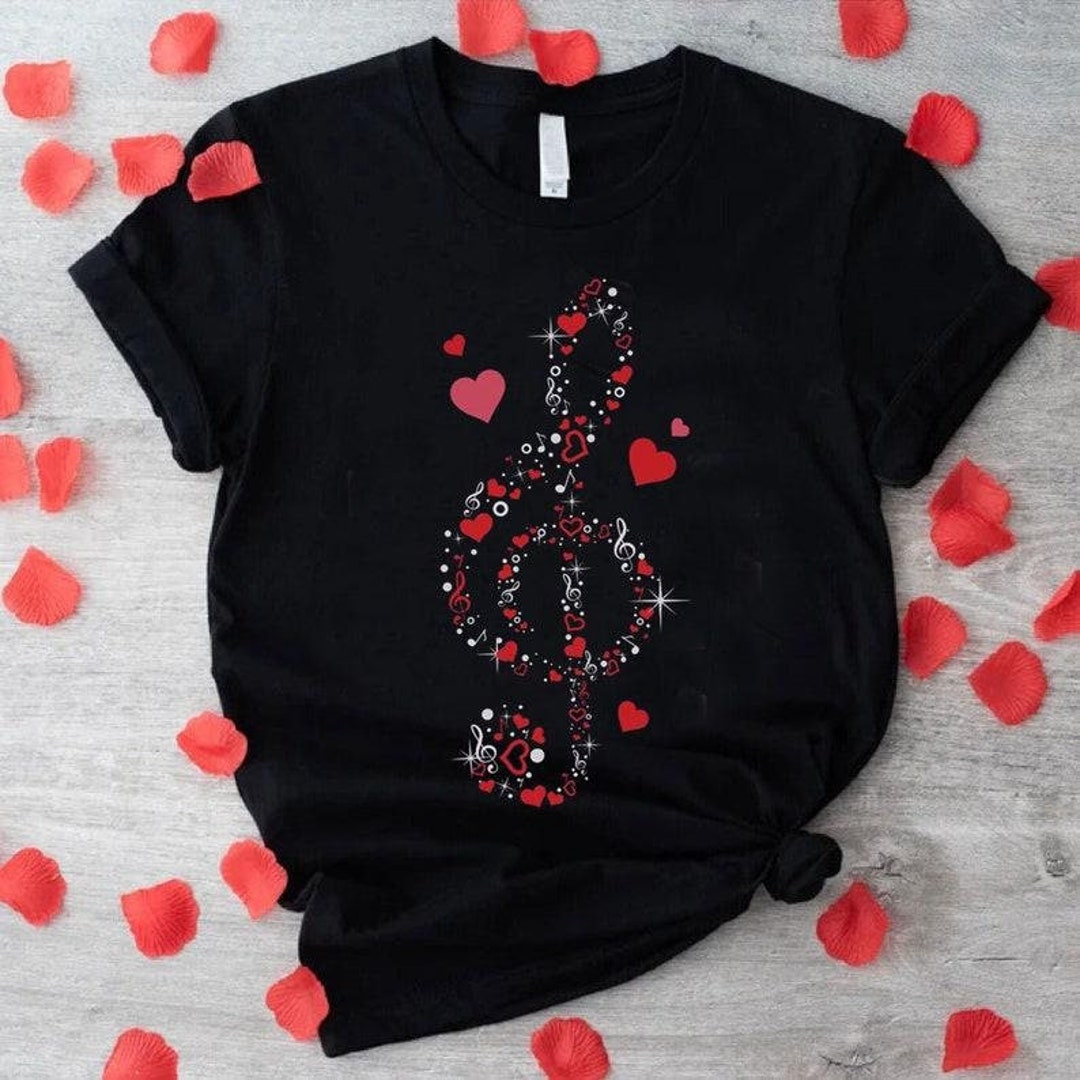 Music Notes Valentines Day Shirt, Music Note Shirt, Cute Valentines ...