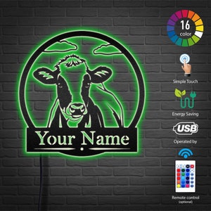 Custom Cow – Led Metal Cow Sign, Ersonalized Sign, Western, Farmhouse ...