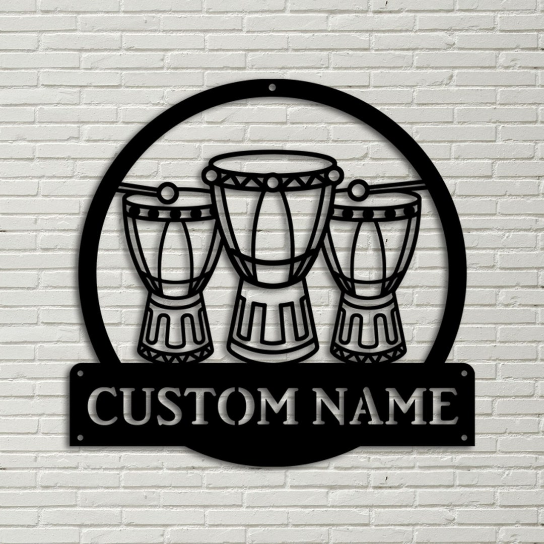 Personalized African Drum Djembe Metal Sign Art Custom Djembe Monogram ...