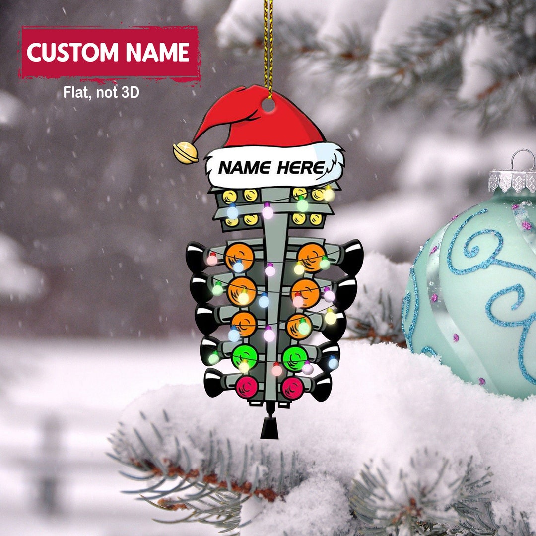Drag Strip Christmas Lights Ornament, Car Racer Ornament, Drag Racing ...