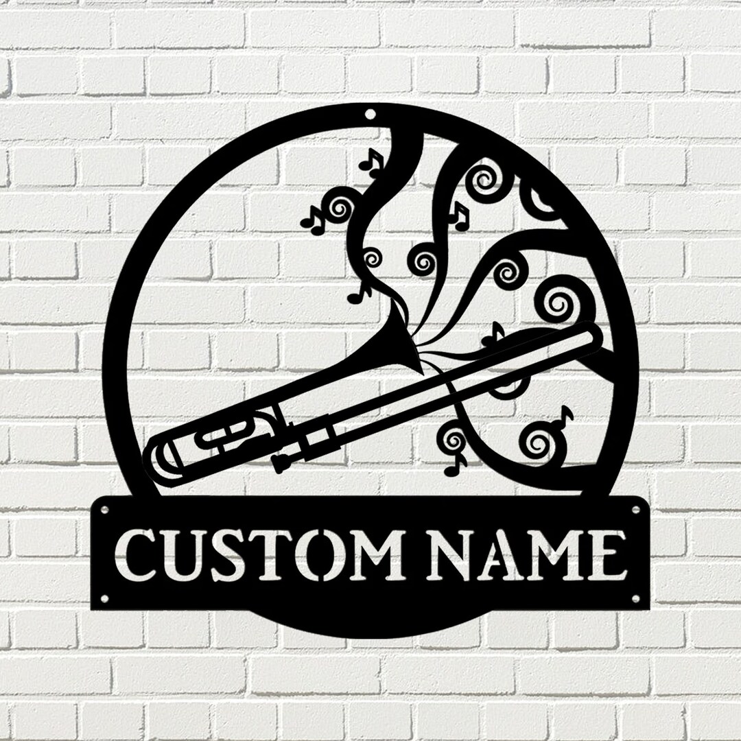Personalized Trombone Monogram Metal Sign Art, Custom Trombone Monogram ...