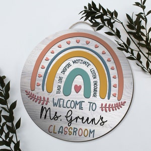 Custom Teacher Door Sign, Classroom Door Decor, Teacher Name Sign ...