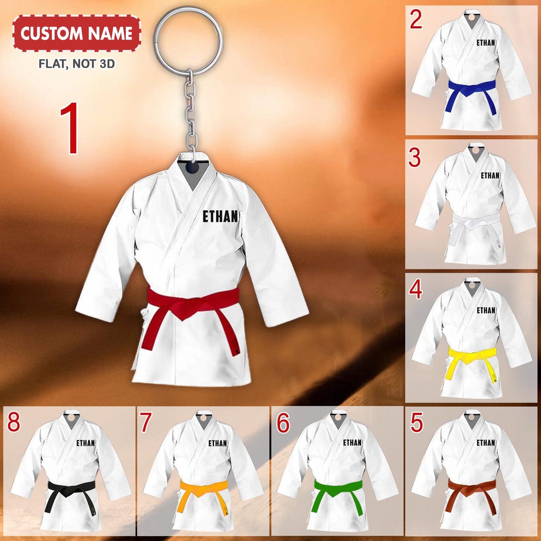 Personalized Full Color Karate Belt Keychain, Custom Name Acrylic ...