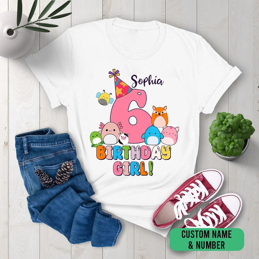 Custom Birthday Girl Shirt, Squish Birthday T-shirt, Kids Birthday Party Shirt, Personalized ...
