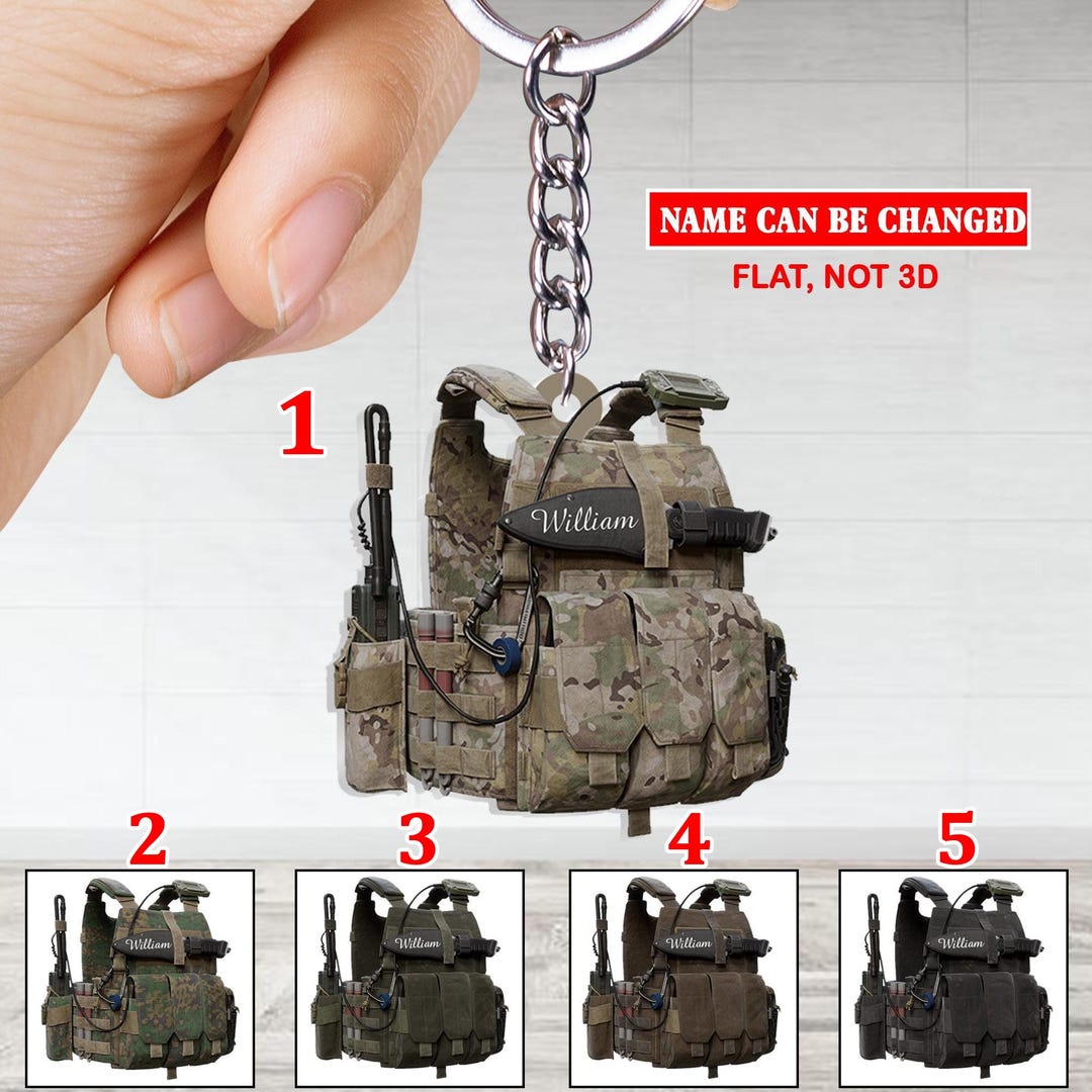 Tactical Vests Personalized Acrylic Keychain, Soldier Uniform Keychain ...