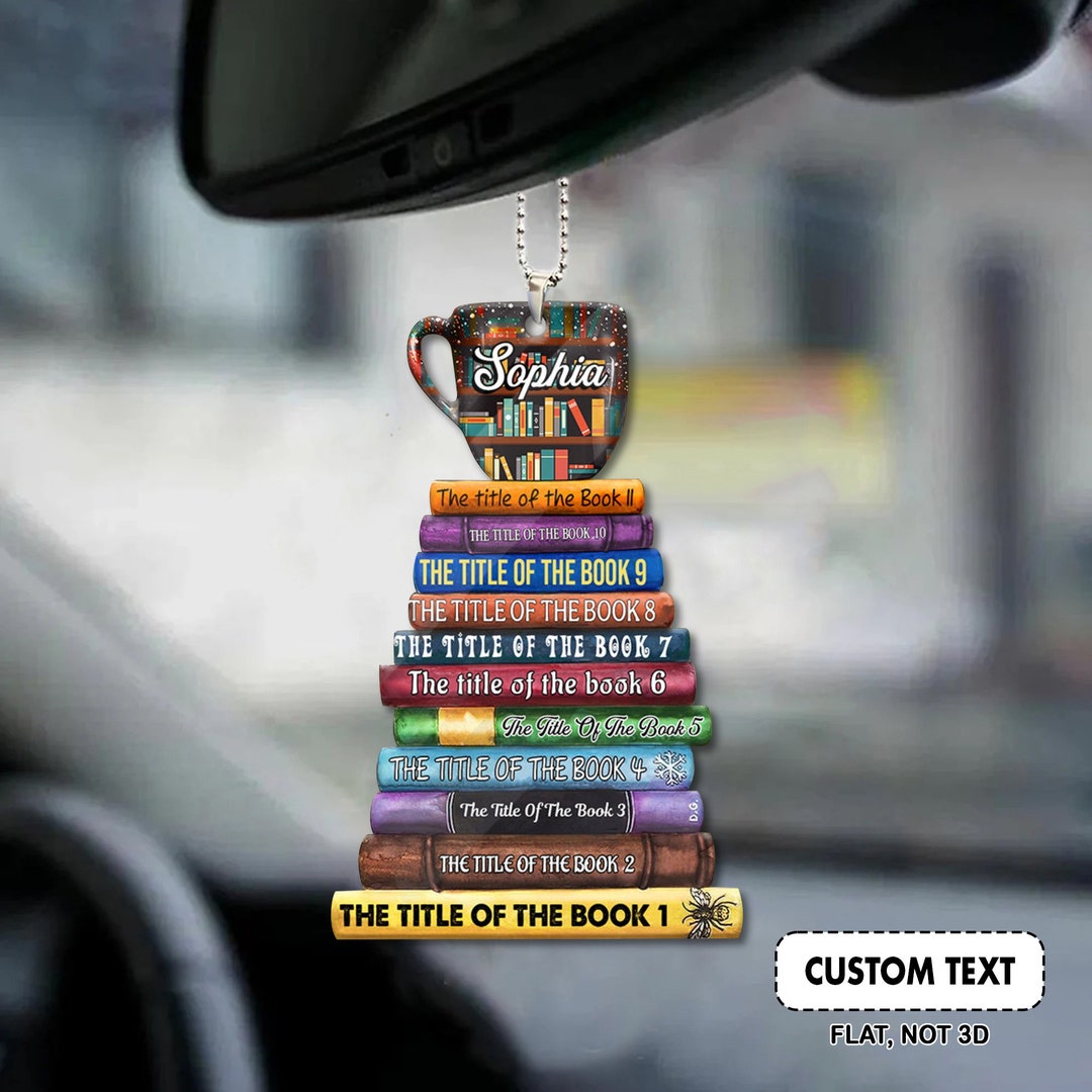 Personalized Book Ornament, Bookstack With Custom Titles, Customized ...