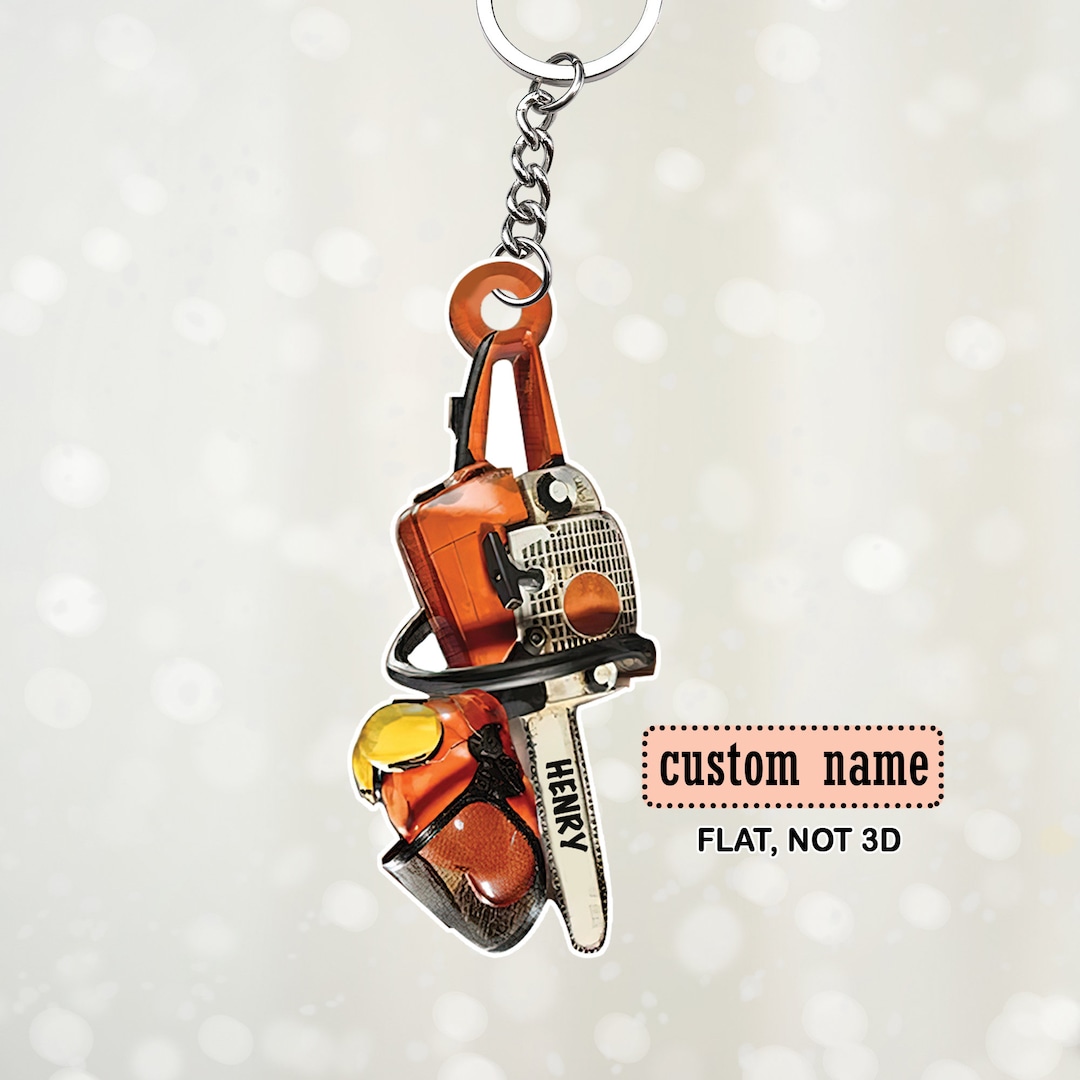 Chainsaw Flat Keychain, Chainsaw Custom Keychain, Love Chainsaw Kechain, Arborist Keychain ...