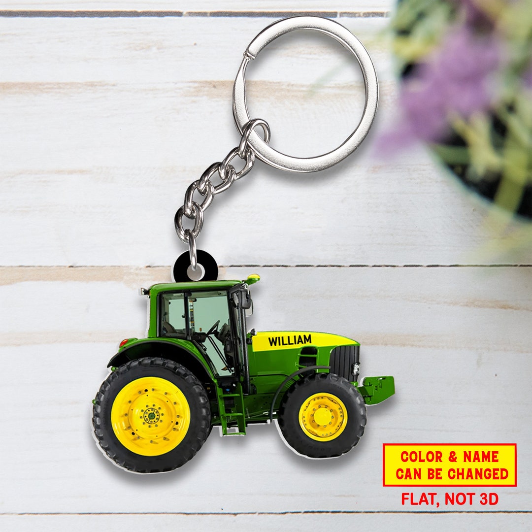 Personalized Tractor Acrylic Keychain, Tractor Diver Keychain, Farm ...