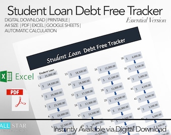 Student Loan Payoff Tracker Printable PDF - Etsy