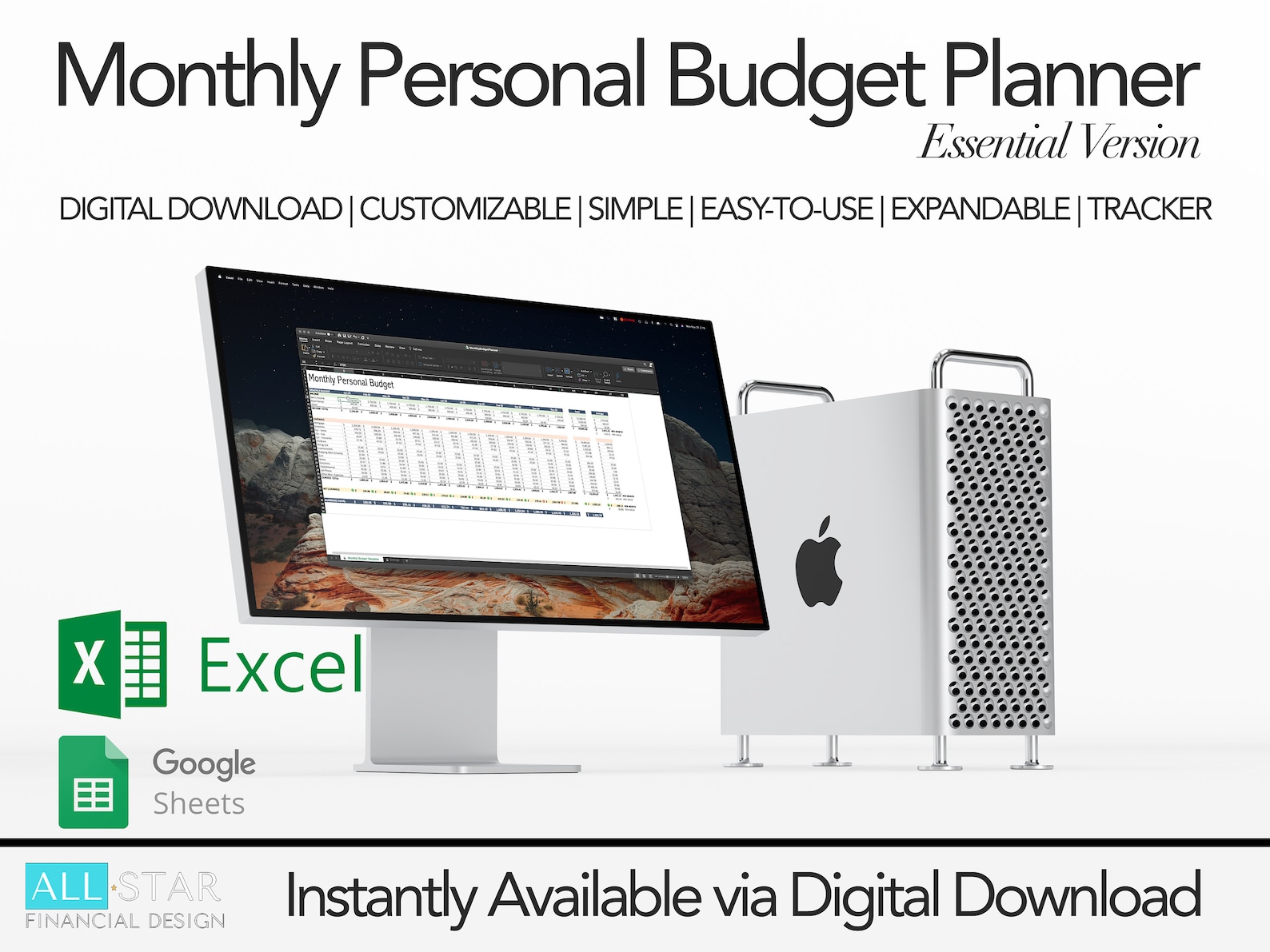 Digital Income & Expenses Tracker | Monthly Personal Budget Planner ...