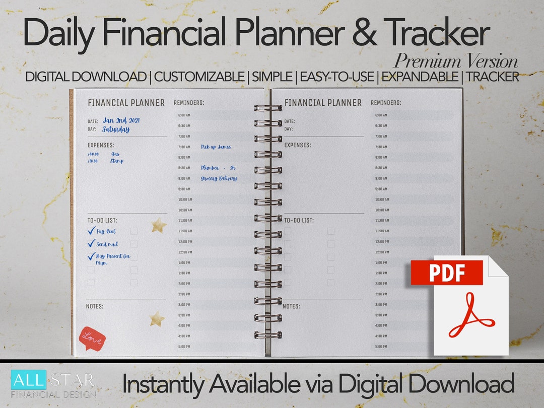 Minimalistic Daily Finance Planner | Expense Tracker | Office Diary Log ...