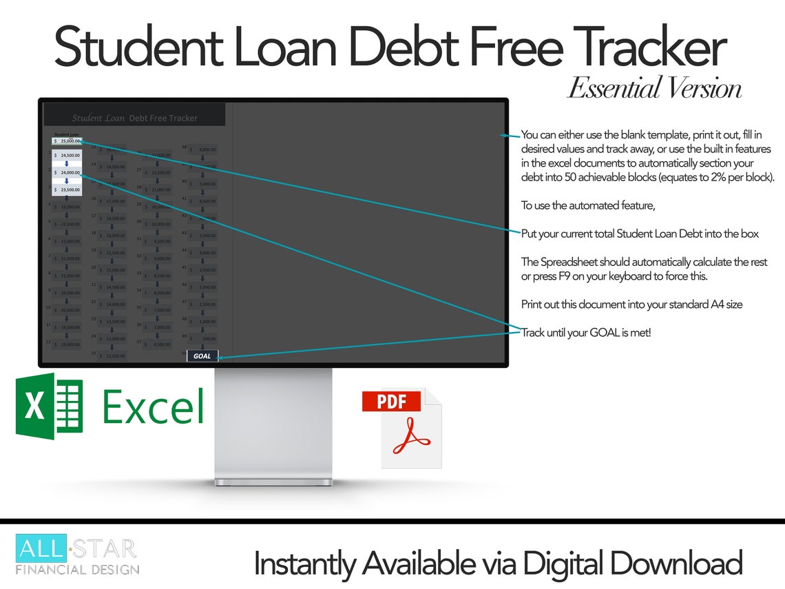 Printable Student Loan Debt Free Tracker | Debt Payoff Tracker ...