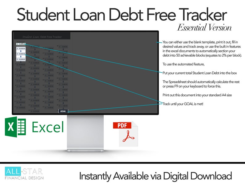 Printable Student Loan Debt Free Tracker | Debt Payoff Tracker ...