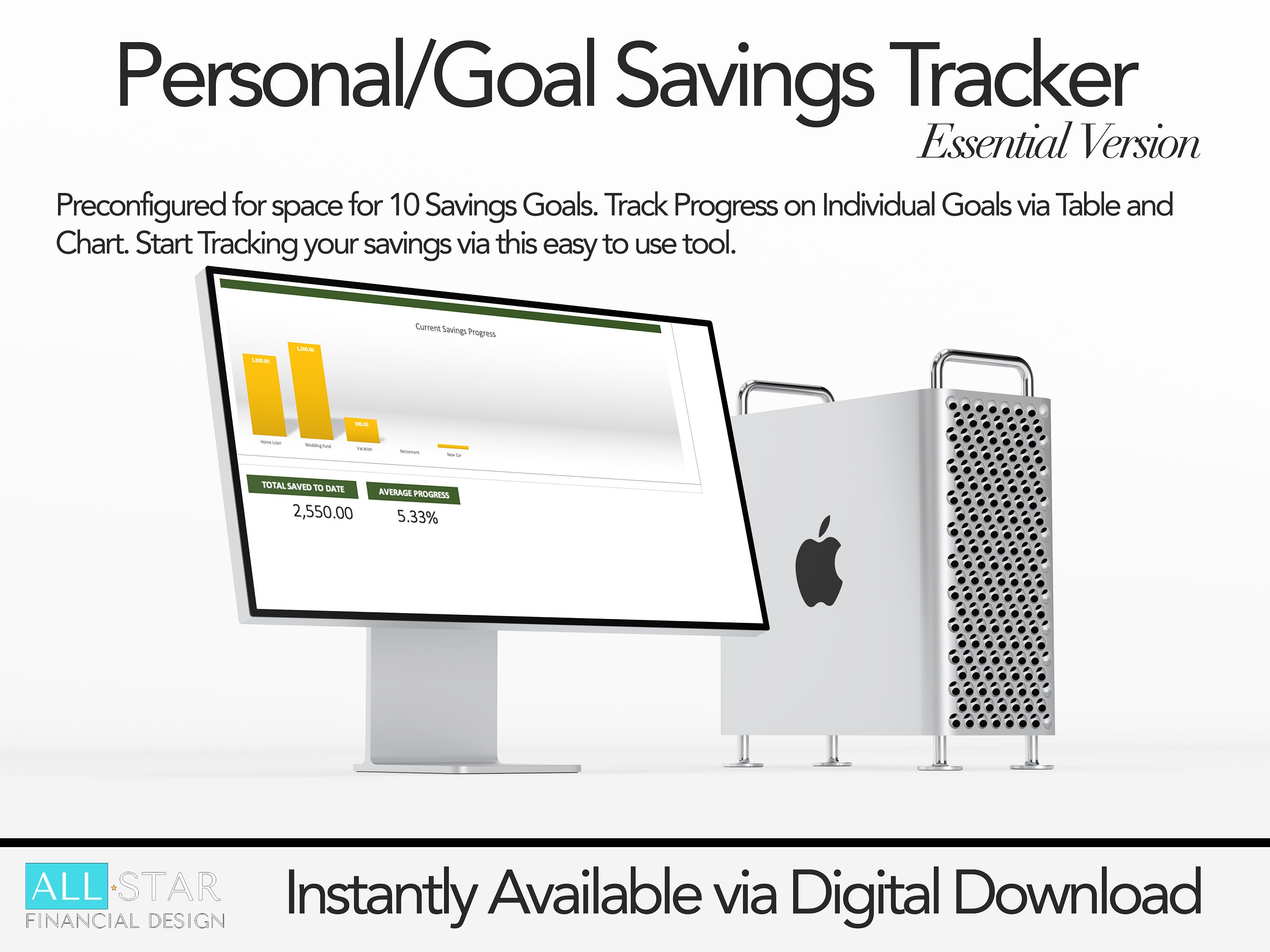 Digital Personal Savings Tracker Goal Based Savings Planner and ...