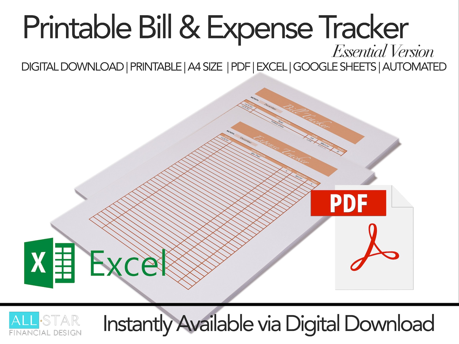 Printable Monthly Bill & Expense Tracker| Bill Tracker | Expense ...