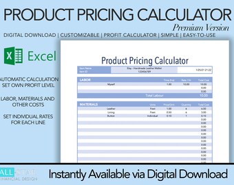 Pricing Calculator Worksheet to Price Handmade Products Auto - Etsy
