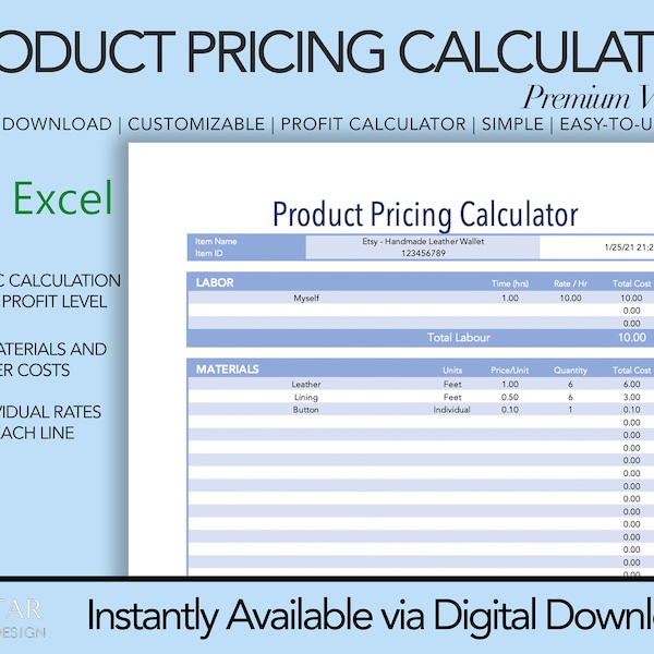 Pricing Template Excel - Etsy