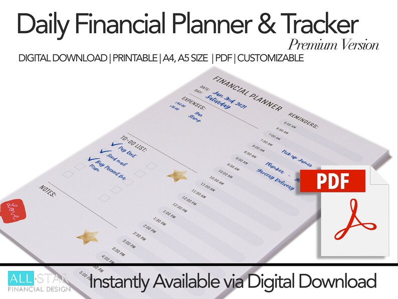 Minimalistic Daily Finance Planner | Expense Tracker | Office Diary Log ...