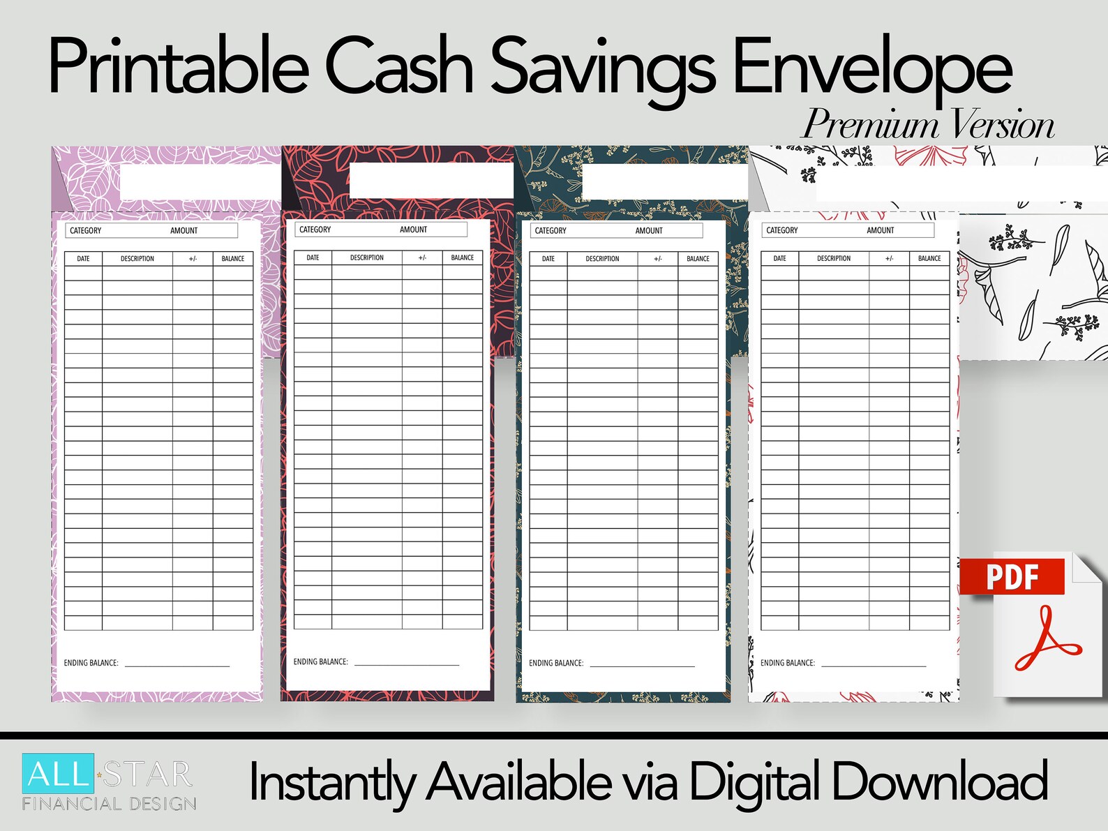 Cash Savings Envelope Printable, Budgeting Savings Envelopes, Cash ...