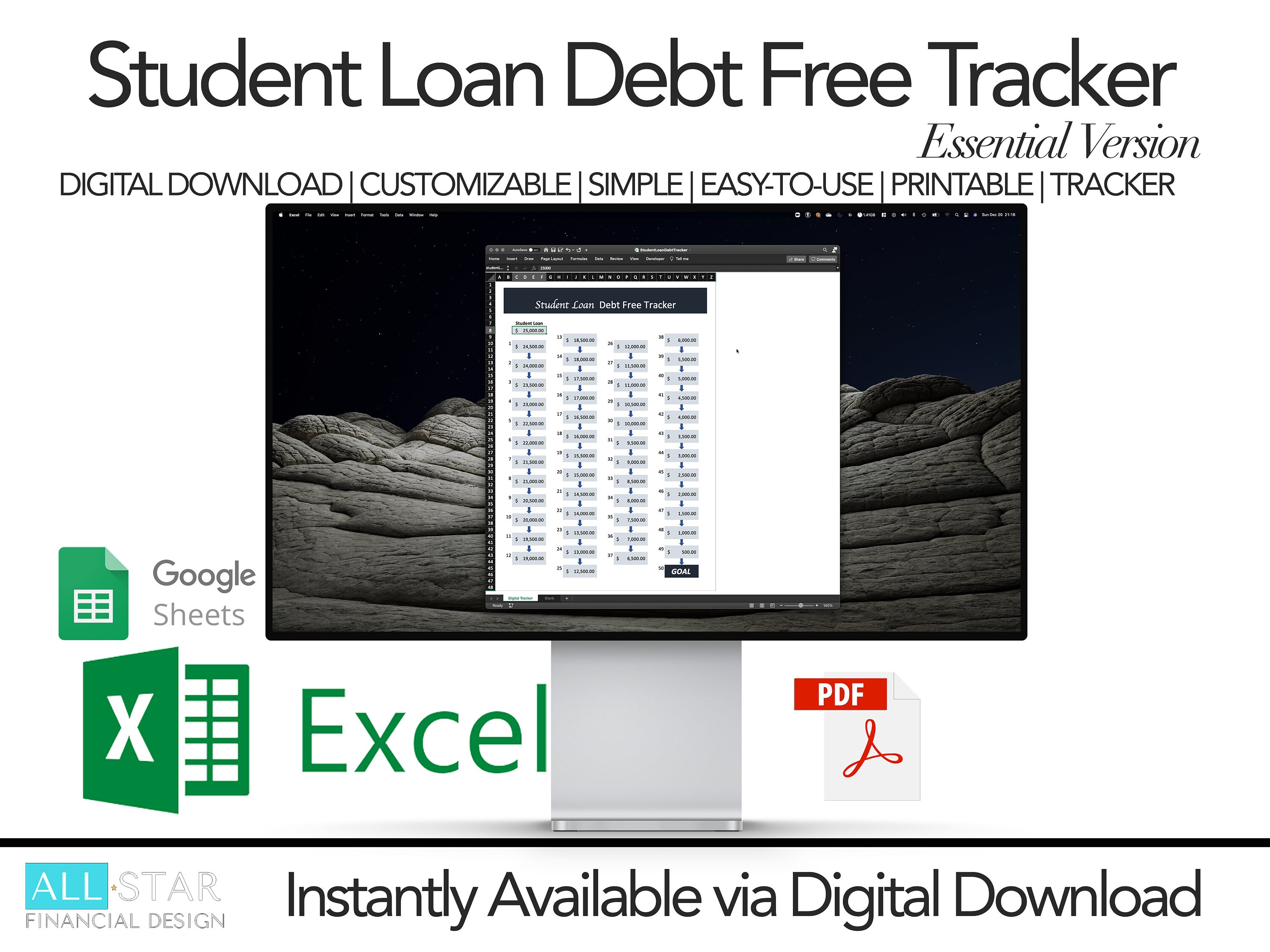 Printable Student Loan Debt Free Tracker | Debt Payoff Tracker ...